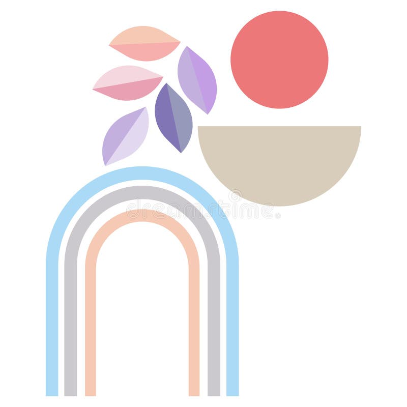 Half Circle and Circle ,colorful Curve and Pastel Colorful Leafs Art ...