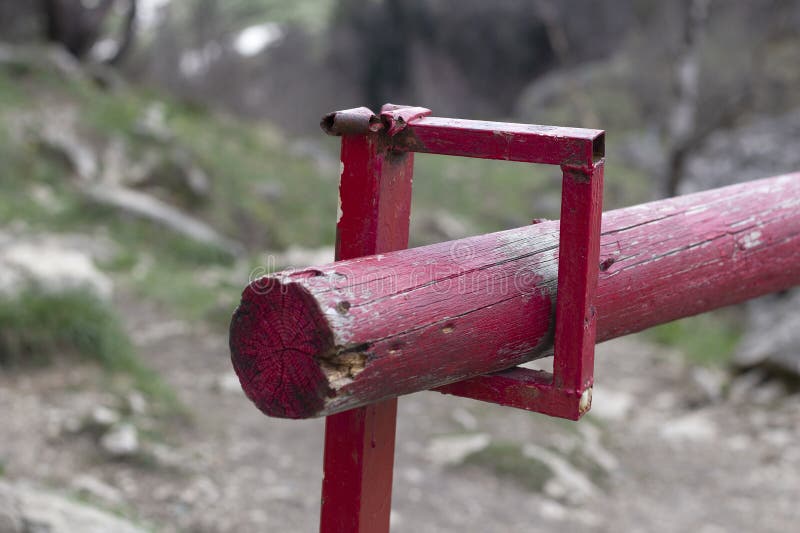 The Element of the Barrier on the Path To the Park Painted in Red ...
