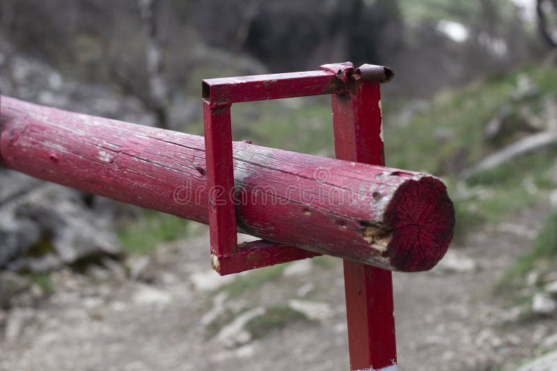 The Element of the Barrier on the Path To the Park Painted in Red ...