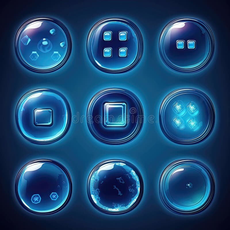 Element Blue Glass Button Ai Generated Stock Image - Image of icon ...