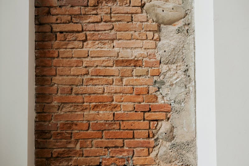 Element of a Brick Wall in Interior Stock Image - Image of gray, room ...