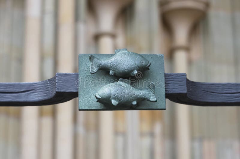 Element of the Decor with Two Fish Stock Image - Image of obstacle ...