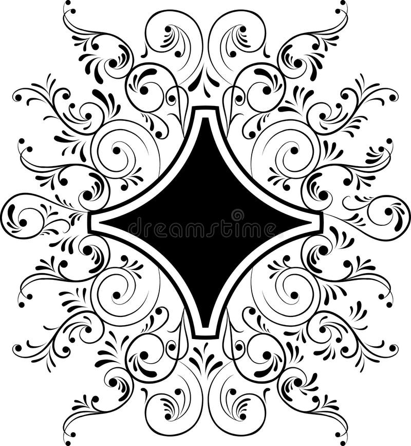 Black & White Round Scroll Frame Stock Vector - Illustration of design ...