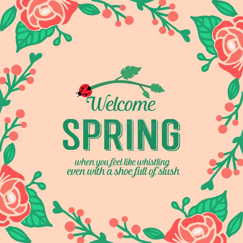 Element Design of Leaves and Rose Wreath Frame, for Welcome Spring ...