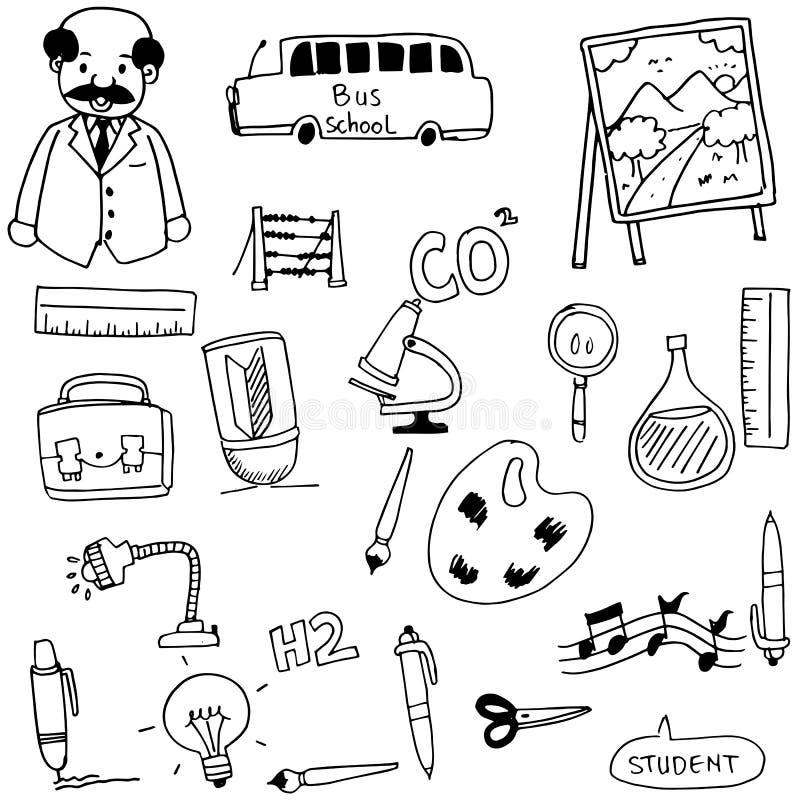 Student Doodle On Paper, Back To School Sketchbook Illustration Stock ...