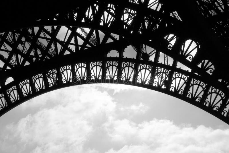Element of the Eiffel Tower. Black and White Frame. Stock Image - Image ...