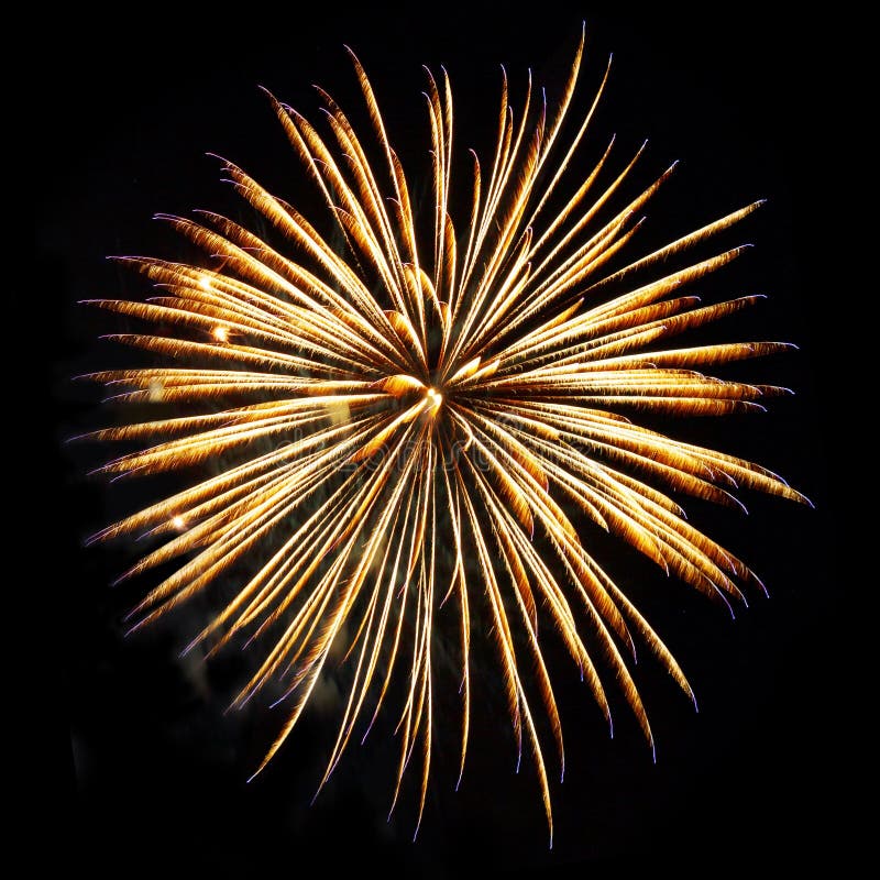Red Gold Fireworks Splashing in the Night Sky Stock Image - Image of ...