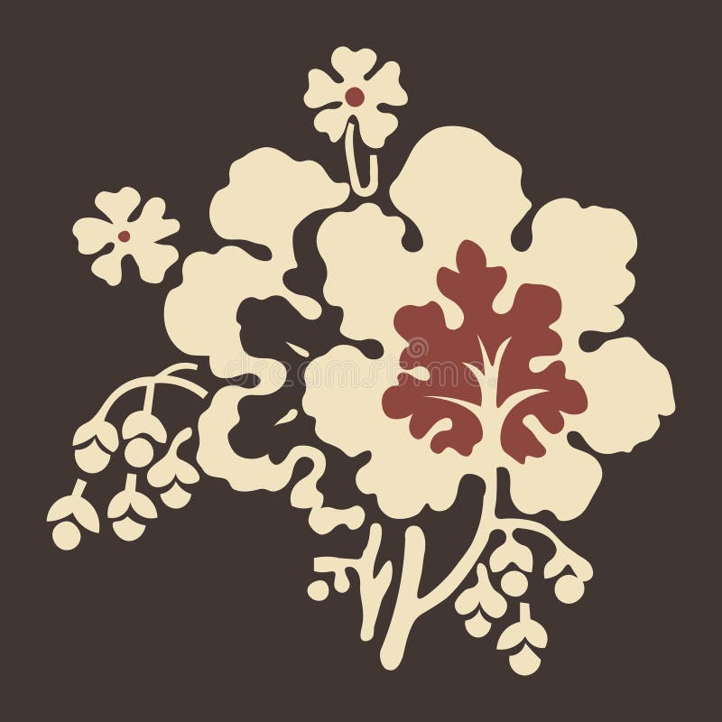 Element for Floral Pattern Leaves, Flower, Brach in the Eclectic Style ...