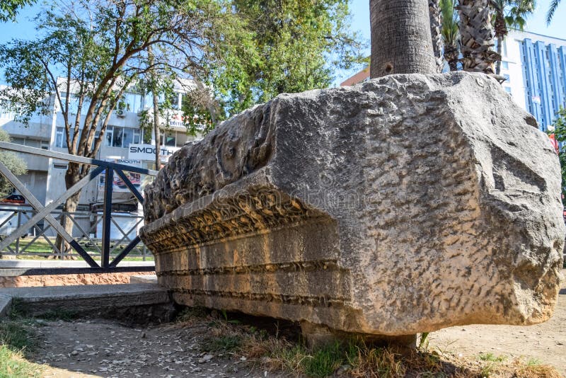 The Element of the Gate of Hadrian on the Ground Near the Gate. Ruins ...