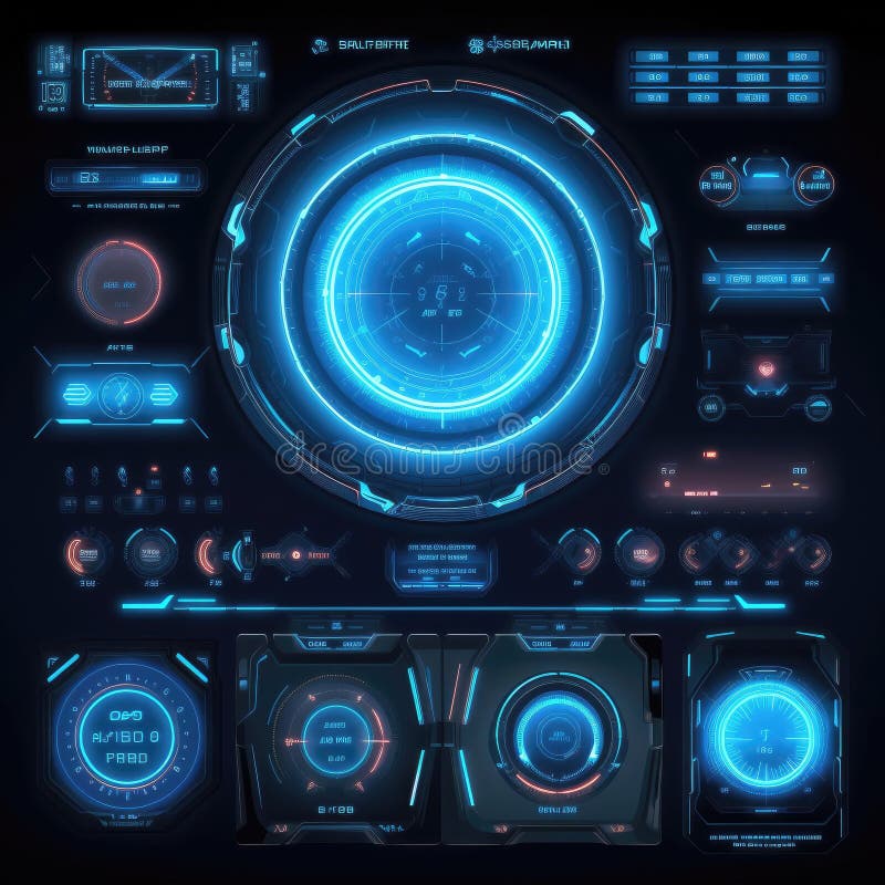 Technology Hud Elements Ai Generated Stock Photo - Image of modern ...