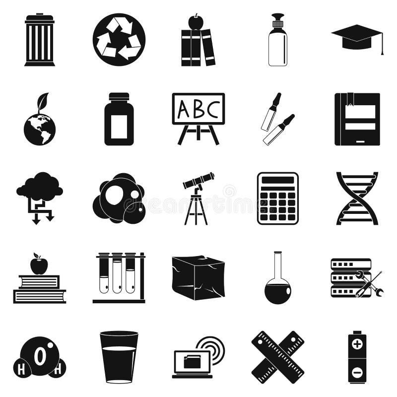 Element Icons Set, Simple Style Stock Vector - Illustration of biology ...