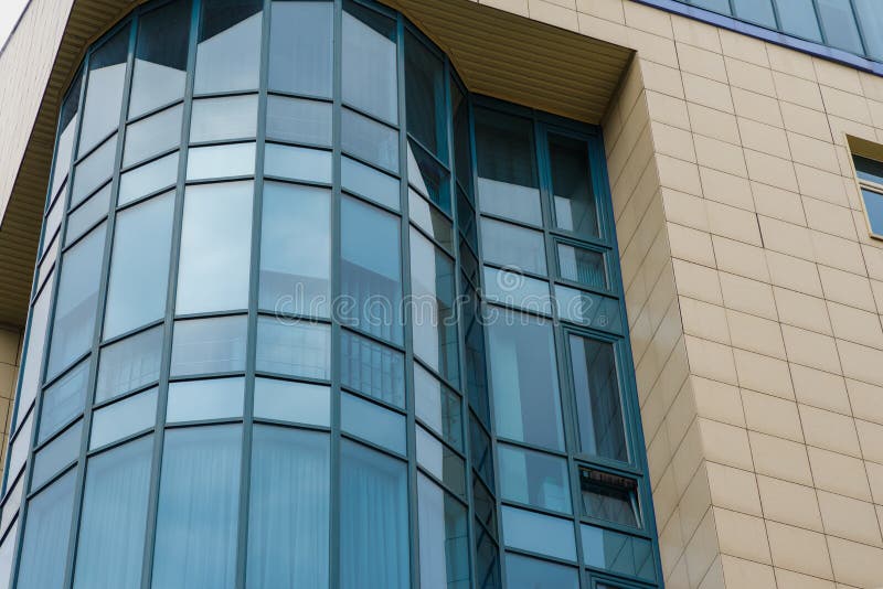 Element of a Modern Building with Blue Glass and Facade Tiles Stock ...