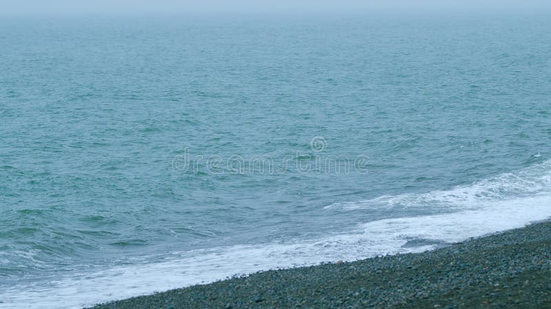 Element of Nature. White Wave Bubble Hits Fine Beach. Cinematic ...