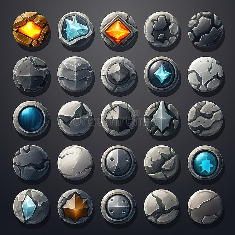 Element Rock Stone Button Ai Generated Stock Image - Image of sign ...