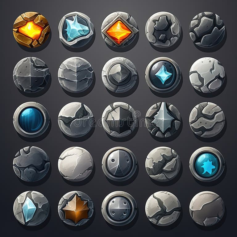 Element Rock Stone Button Ai Generated Stock Image - Image of sign ...