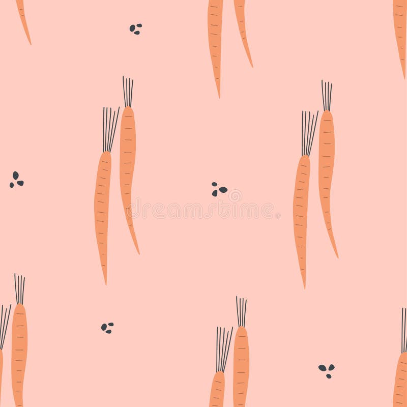 Element of Seamless Pattern with Stylized Cute Cartoon Carrots. Print ...