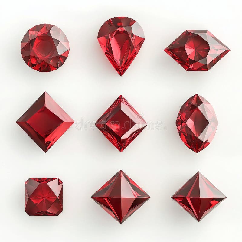 An Element Set Made Up of Red Diamonds on Transparent Backgrounds Stock ...