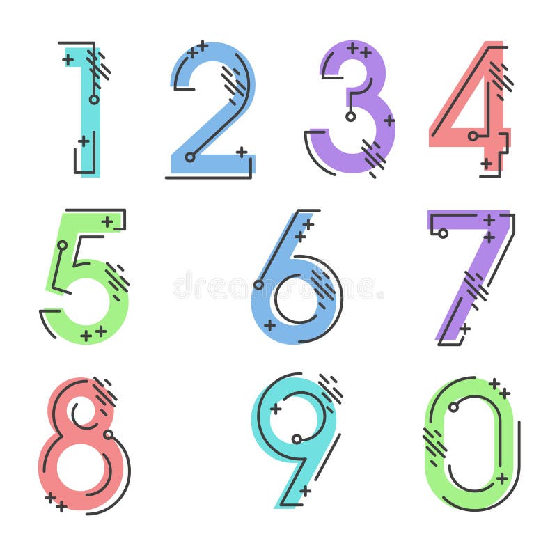 Element Set of Ten Numbers Form Zero To Nine, Number Design Stock ...
