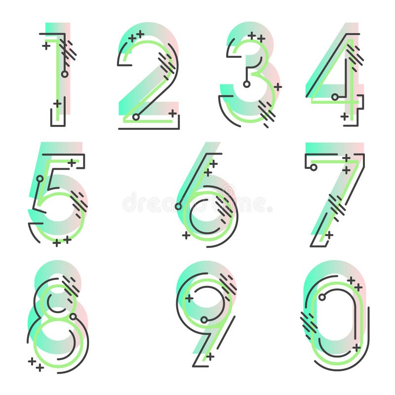 Element Set of Ten Numbers Form Zero To Nine, Number Design Stock ...