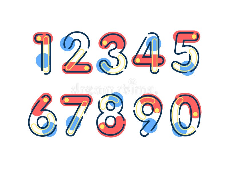 Element Set of Ten Numbers Form Zero To Nine, Number Design Stock ...