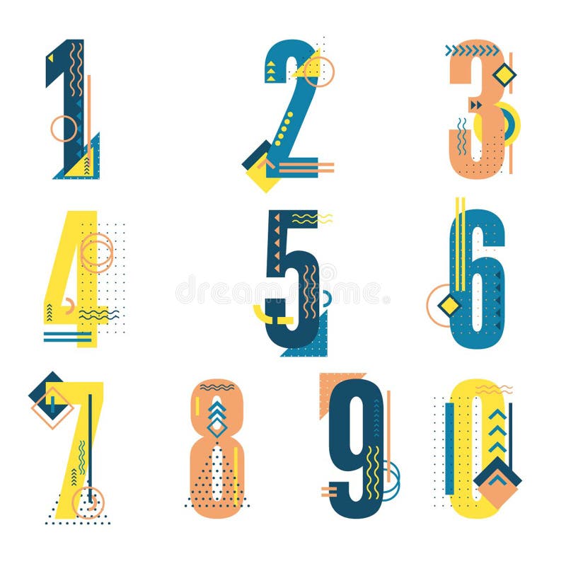 Element Set of Ten Numbers Form Zero To Nine, Number Design Stock ...