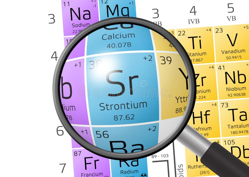 Element of Strontium with Magnifying Glass Stock Illustration ...