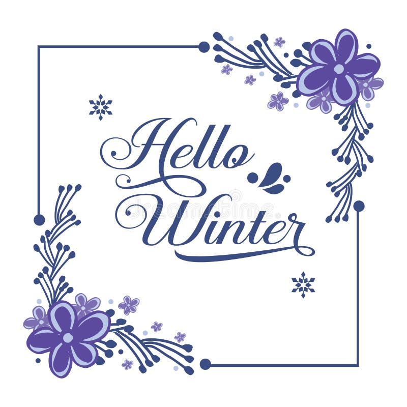 Element Style of Purple Flower Frame for Template of Card Hello Winter ...