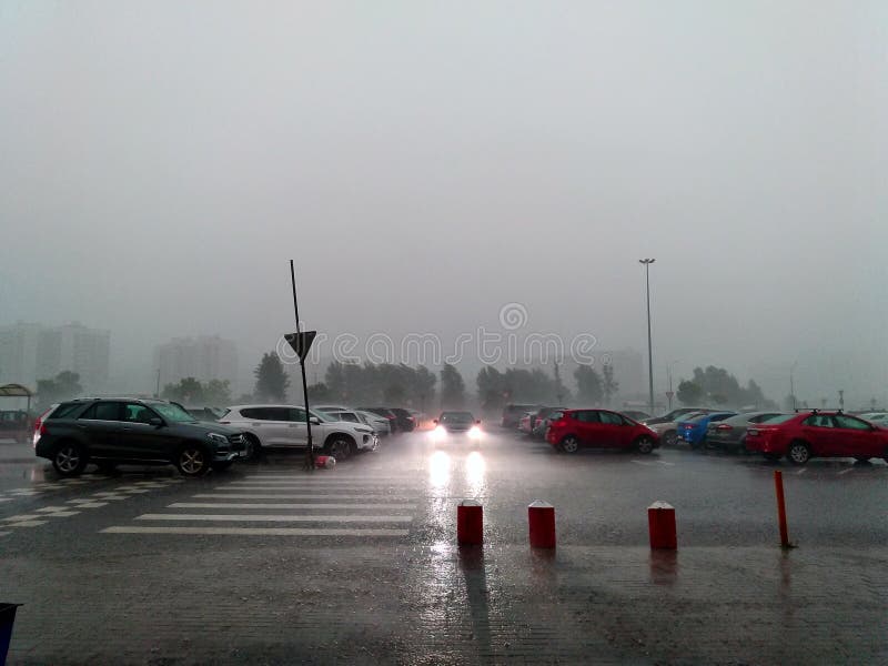 Element Very Heavy Rain Covered the City of Moscow Stock Photo - Image ...