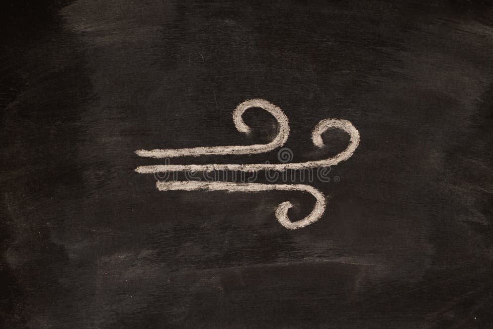 Element for Weather Forecast, Schematic Image of Wind Drawn in Chalk on ...