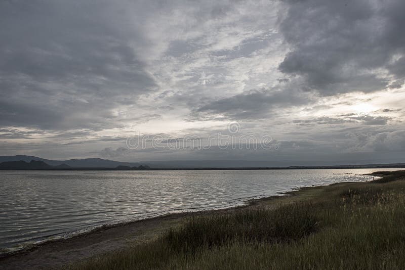 Lake Elementaita Against A Mountain Background, Naivasha, Rift Valley ...