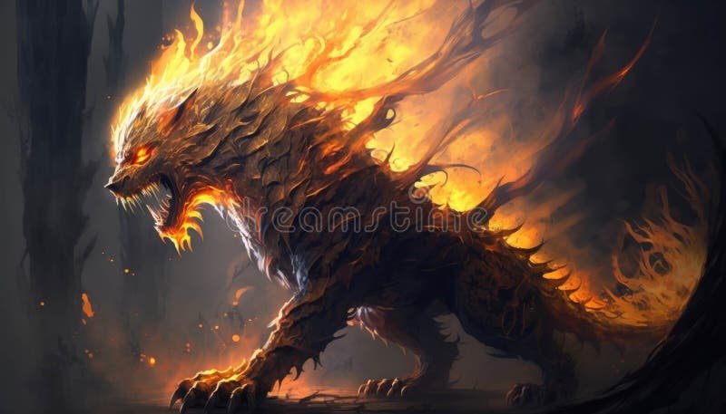 An Elemental of Burning Fury a Creature of Pure Fire Fantasy Art. AI Generation Stock ...