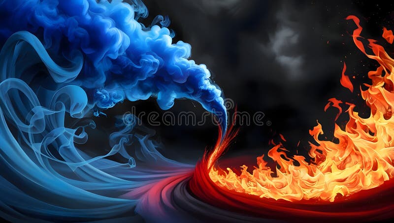 Elemental Clash: the Convergence of Fire and Ice Stock Illustration ...