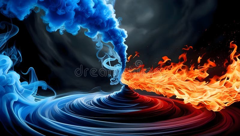 Elemental Clash: the Convergence of Fire and Ice Stock Illustration ...