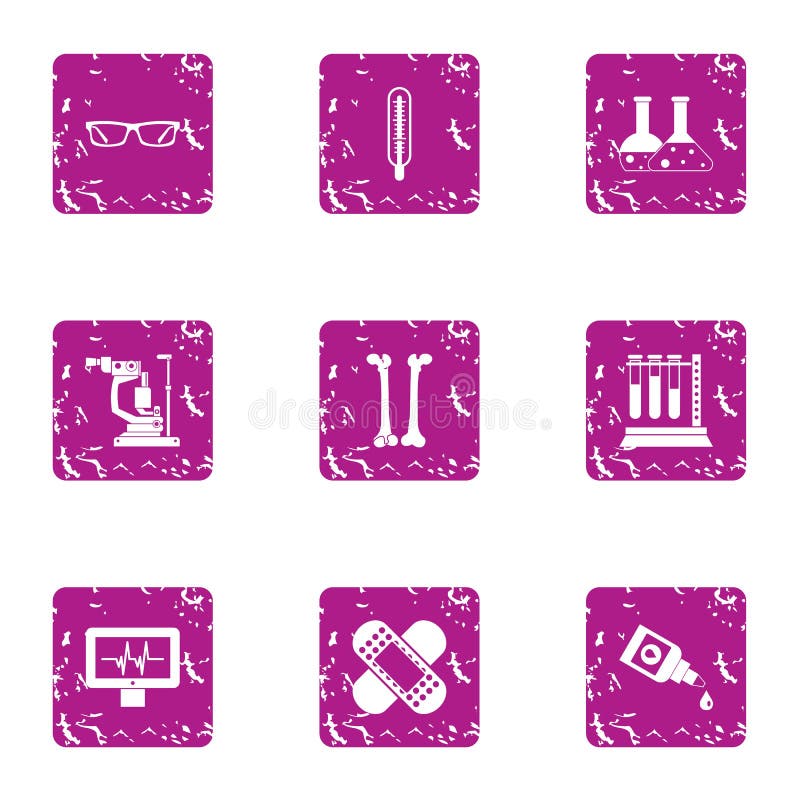 Elemental Composition Icons Set, Grunge Style Stock Vector ...