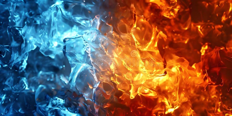 Elemental Contrast: Abstract Fire and Ice Background, Dynamic Fusion ...