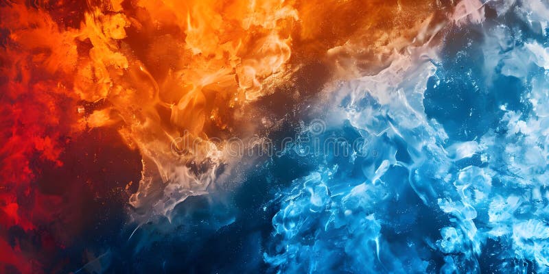 Elemental Contrast: Abstract Fire and Ice Background, Dynamic Fusion ...