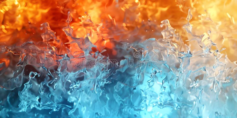 Elemental Contrast: Abstract Fire and Ice Background, Dynamic Fusion ...