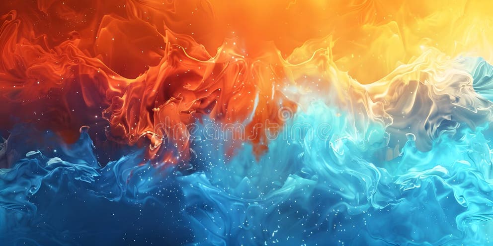 Elemental Contrast: Abstract Fire and Ice Background, Dynamic Fusion ...