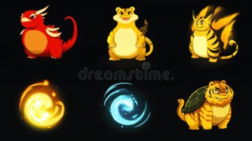 Elemental Creatures & Effects Stock Illustration - Illustration of ...