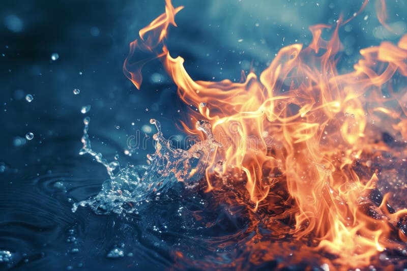 Elemental Dance: Fire Meets Water Stock Image - Image of fire, cool ...