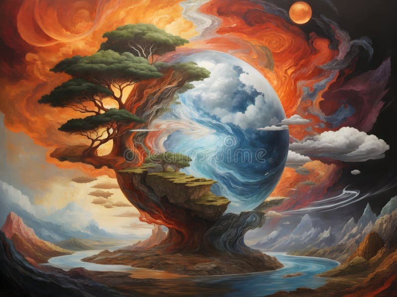 Elemental Elegance: Captivating World Elements Art Stock Illustration ...