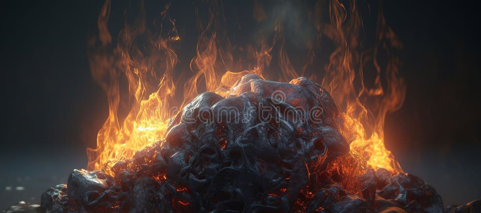 Elemental Explosion Fire Energy Backgrond, Smoke Stock Illustration ...