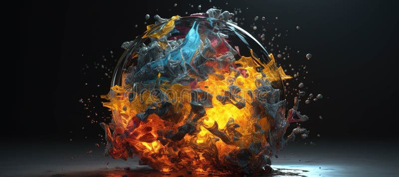 Elemental Explosion Fire Energy Backgrond, Smoke Stock Illustration ...