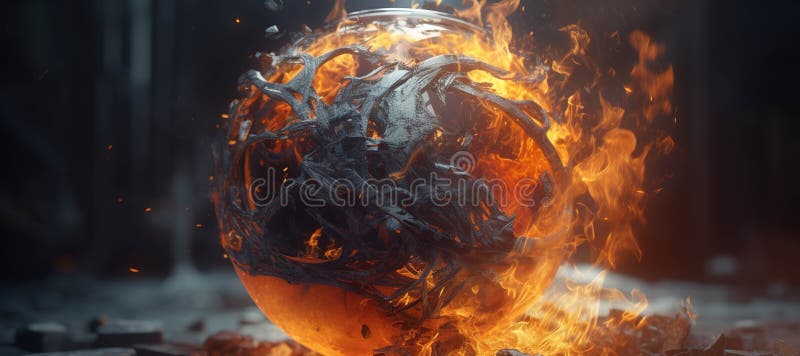 Elemental Explosion Fire Energy Backgrond, Smoke Stock Illustration ...