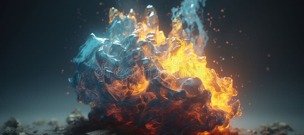 Elemental Explosion Fire Energy Backgrond, Smoke Stock Illustration ...