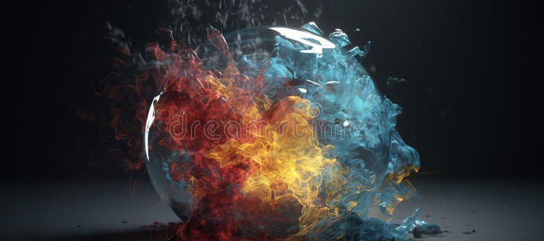 Elemental Explosion Fire Energy Backgrond, Smoke Stock Illustration ...