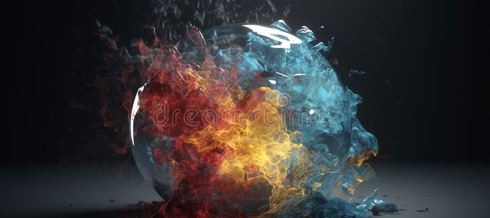 Elemental Explosion Fire Energy Backgrond, Smoke Stock Illustration ...