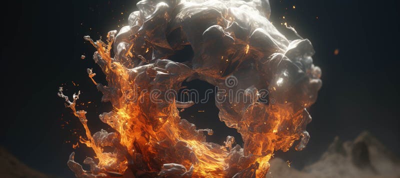 Elemental Explosion Fire Energy Backgrond, Smoke Stock Illustration ...