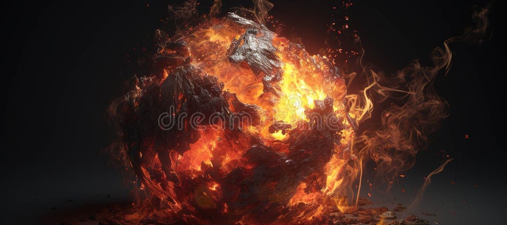 Elemental Explosion Fire Energy Backgrond, Smoke Stock Illustration ...