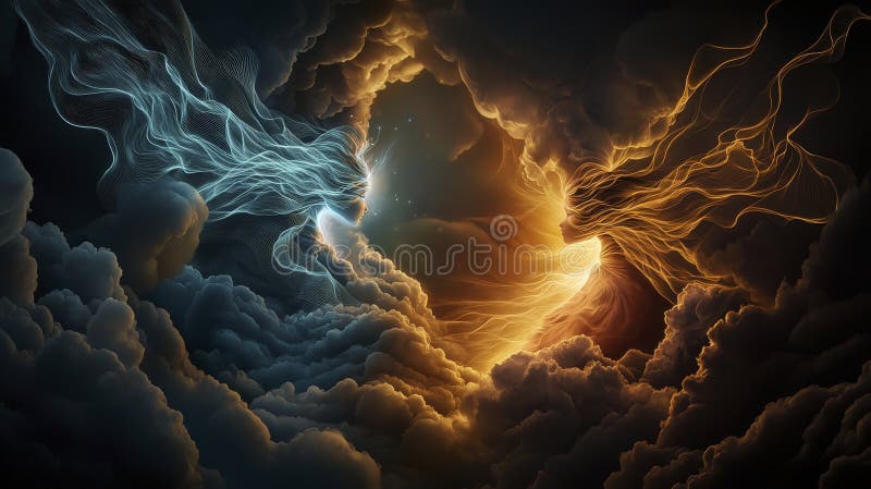 Elemental Forces Clash in a Celestial Battle Ethereal Realm Digital Art ...